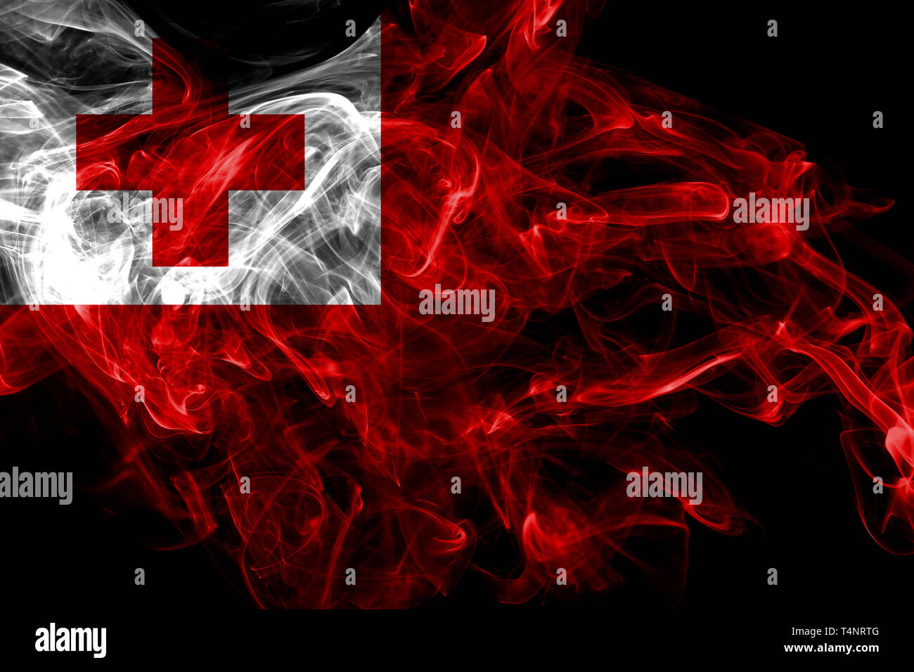 Tonga smoke flag isolated on black background Stock Photo - Alamy