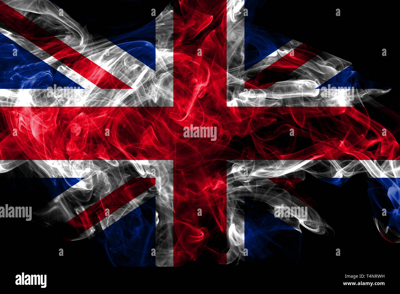 United Kingdom smoke flag isolated on black background Stock Photo - Alamy