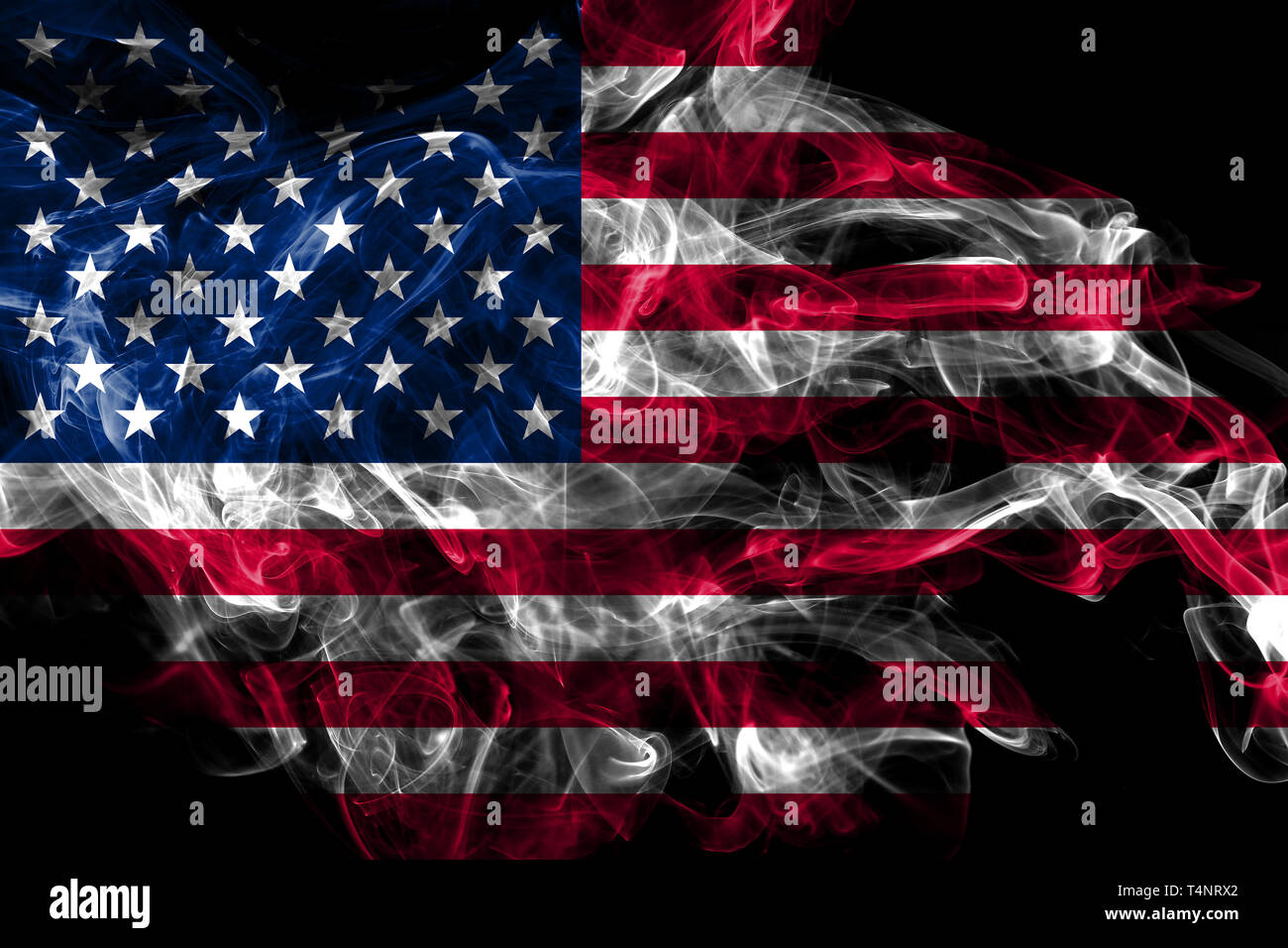 United States smoke flag isolated on black background Stock Photo - Alamy