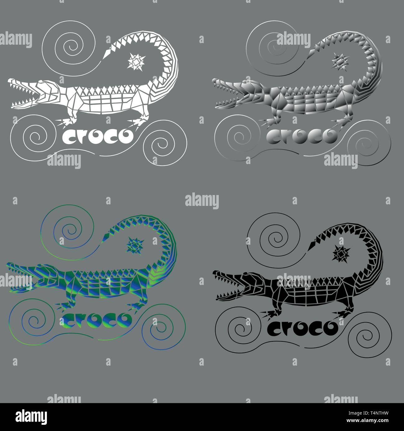 Green crocodile logo Stock Vector Images - Alamy
