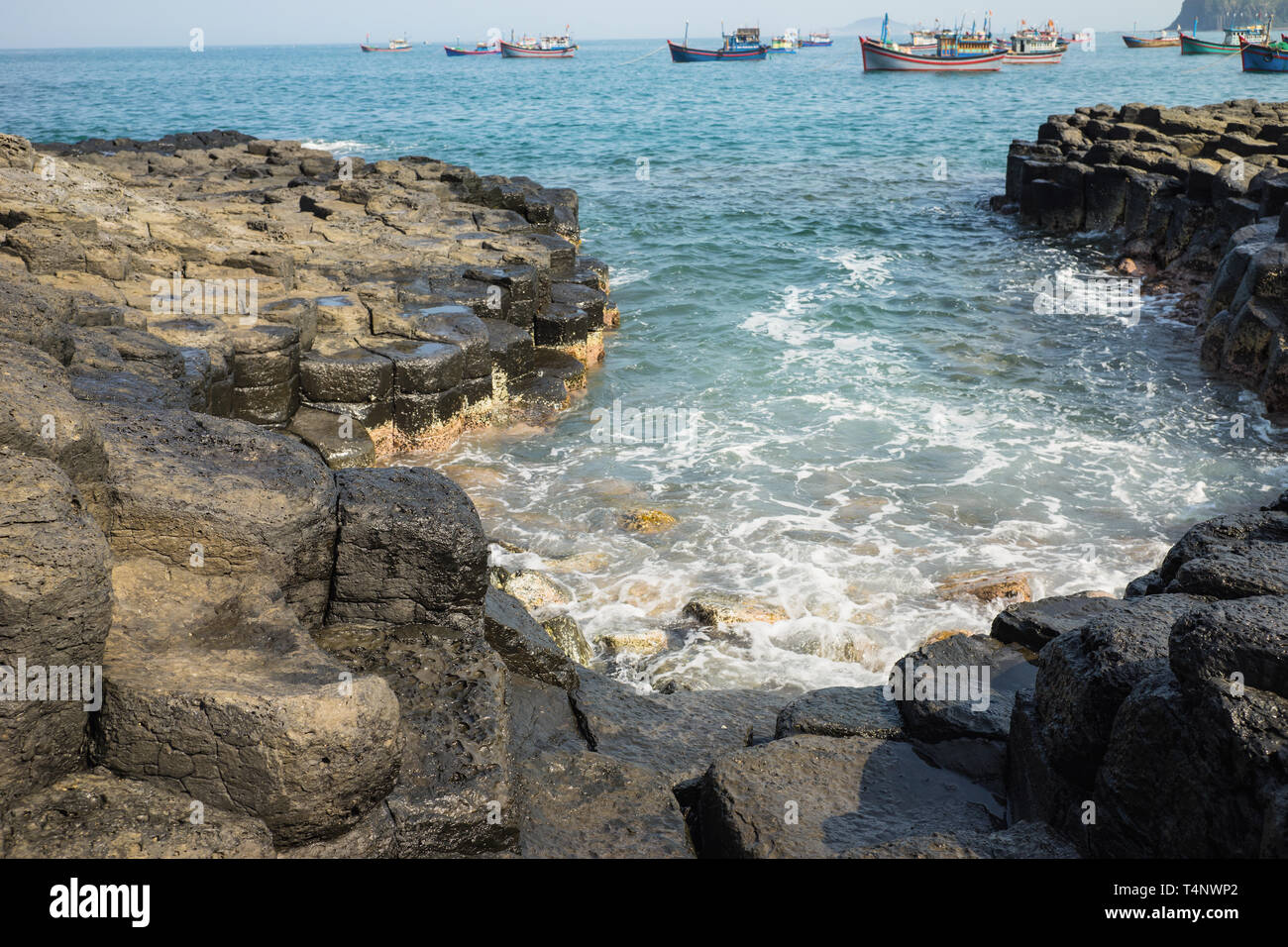 The Cliff of Stone Plates Da Dia in Central Vietnam, seashore area of ...