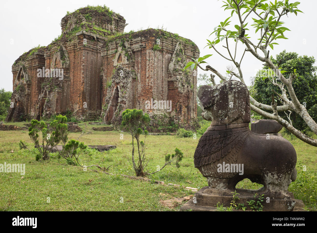 Vietnamese stone dog statue in Chien Dan, Champa ancient tower in Quang ...