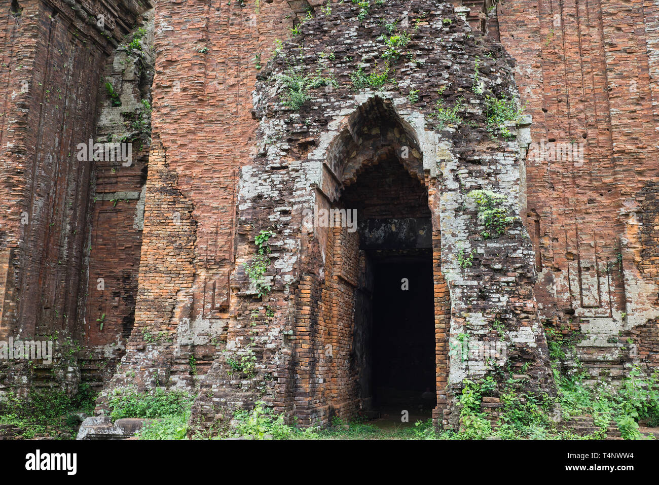 Closed entrance view of Chien Dan, Champa ancient tower in Quang Nam ...