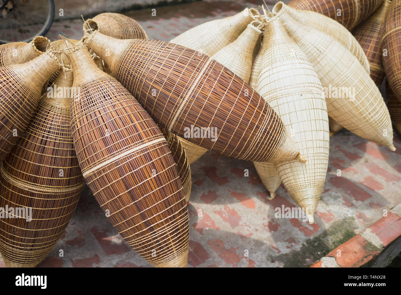Vietnam old traditional fish trap made of bamboo Stock Photo - Alamy