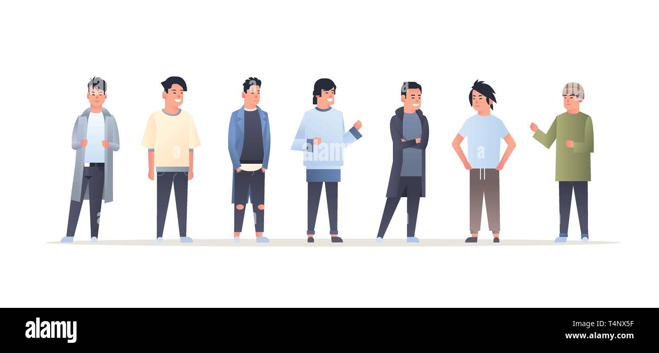 young asian men group wearing casual clothes happy attractive guys ...