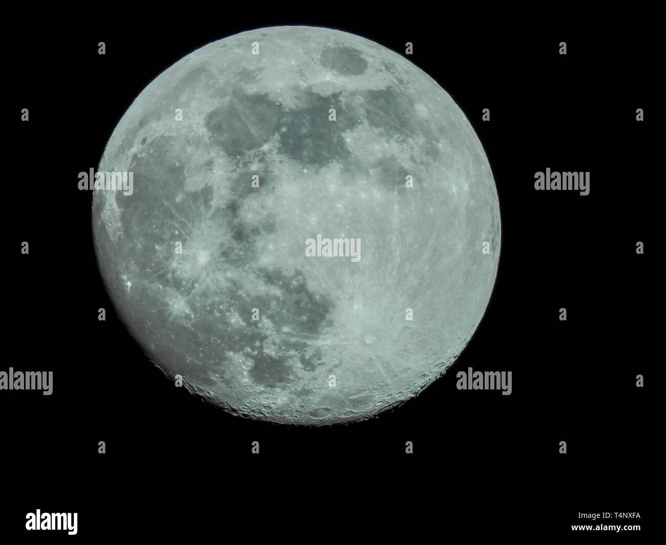 almost full moon in the night sky Stock Photo - Alamy