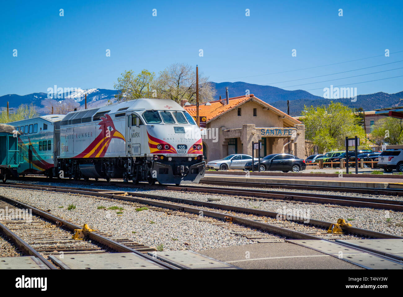 Santa Fe, NM, USA - April 14, 2018: The Rail Runner Express a commuter ...