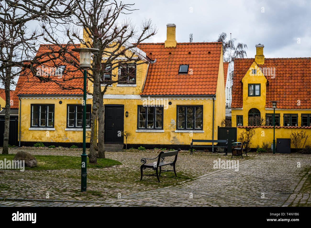 Picturesque old-fashioned houses in well preserved Dragor village near ...