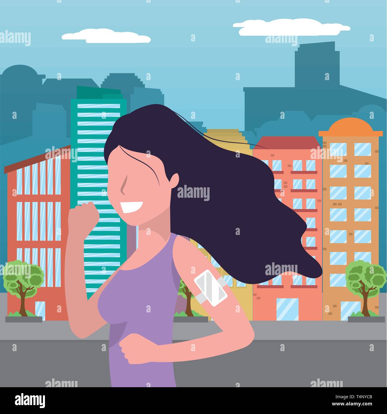 woman running portrait with sportwear avatar cartoon character ...