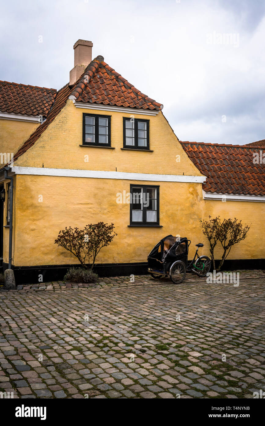Picturesque old-fashioned houses in well preserved Dragor village near ...