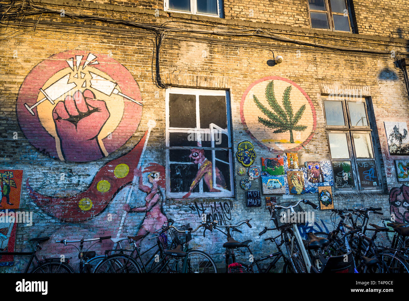 Graffiti of weed, Freetown Christiania, Copenhagen, Denmark Stock Photo ...