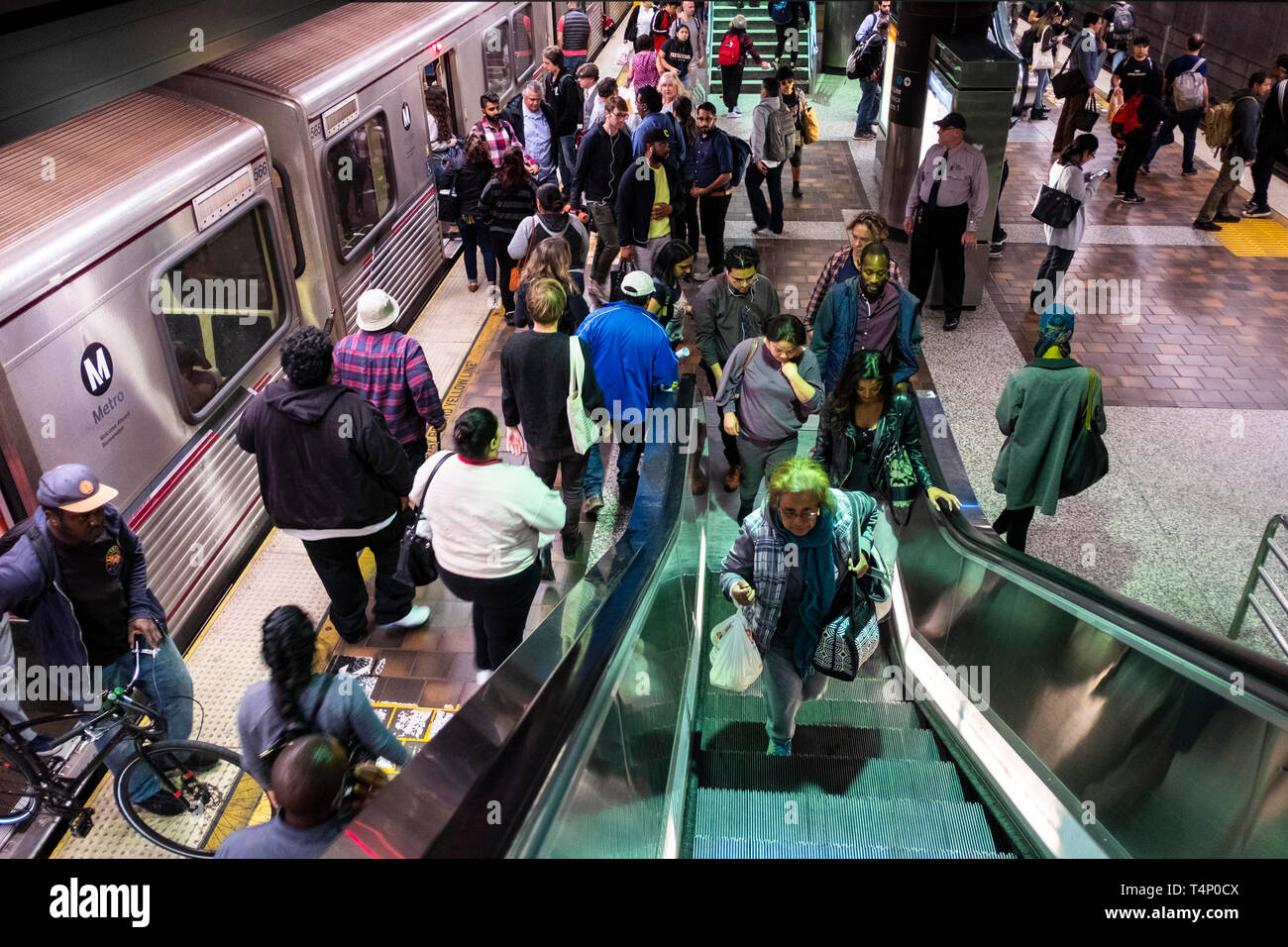 Los Angeles Metro train system. Downtown Los Angeles, California ...