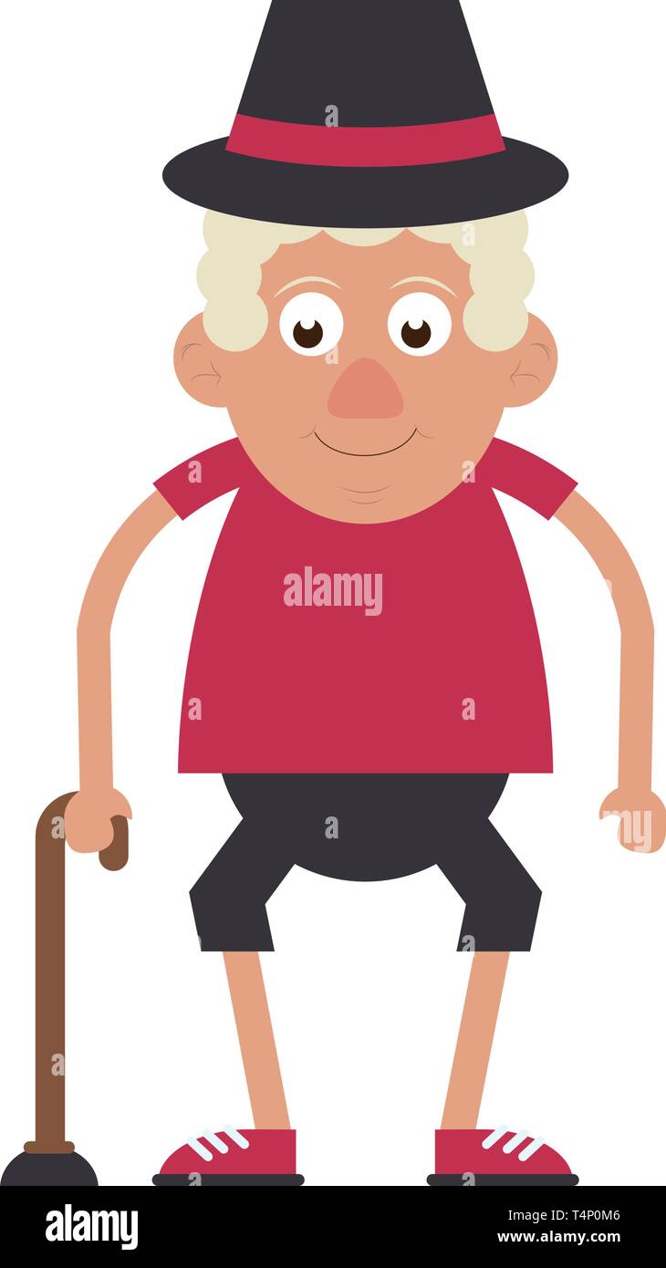 Elderly man grandfather with cane isolated isolated Stock Vector Image ...