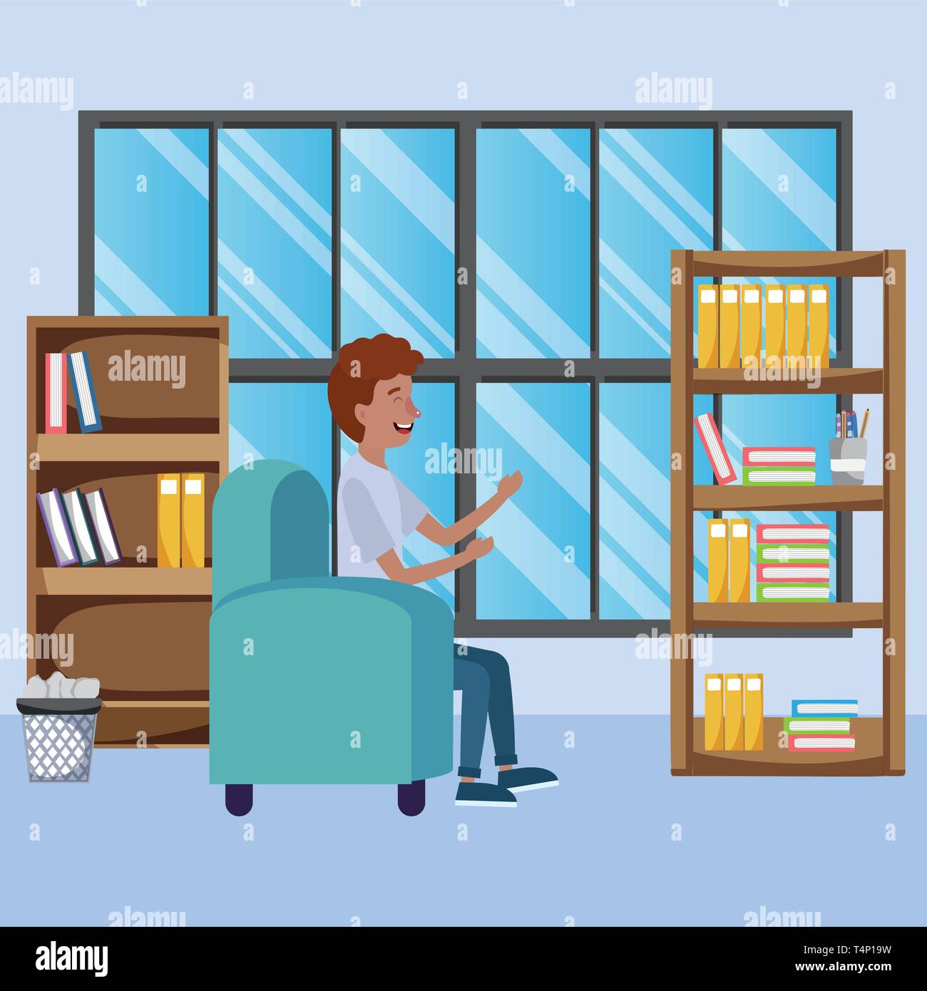 young man inside room cartoon vector illustration graphic design Stock ...