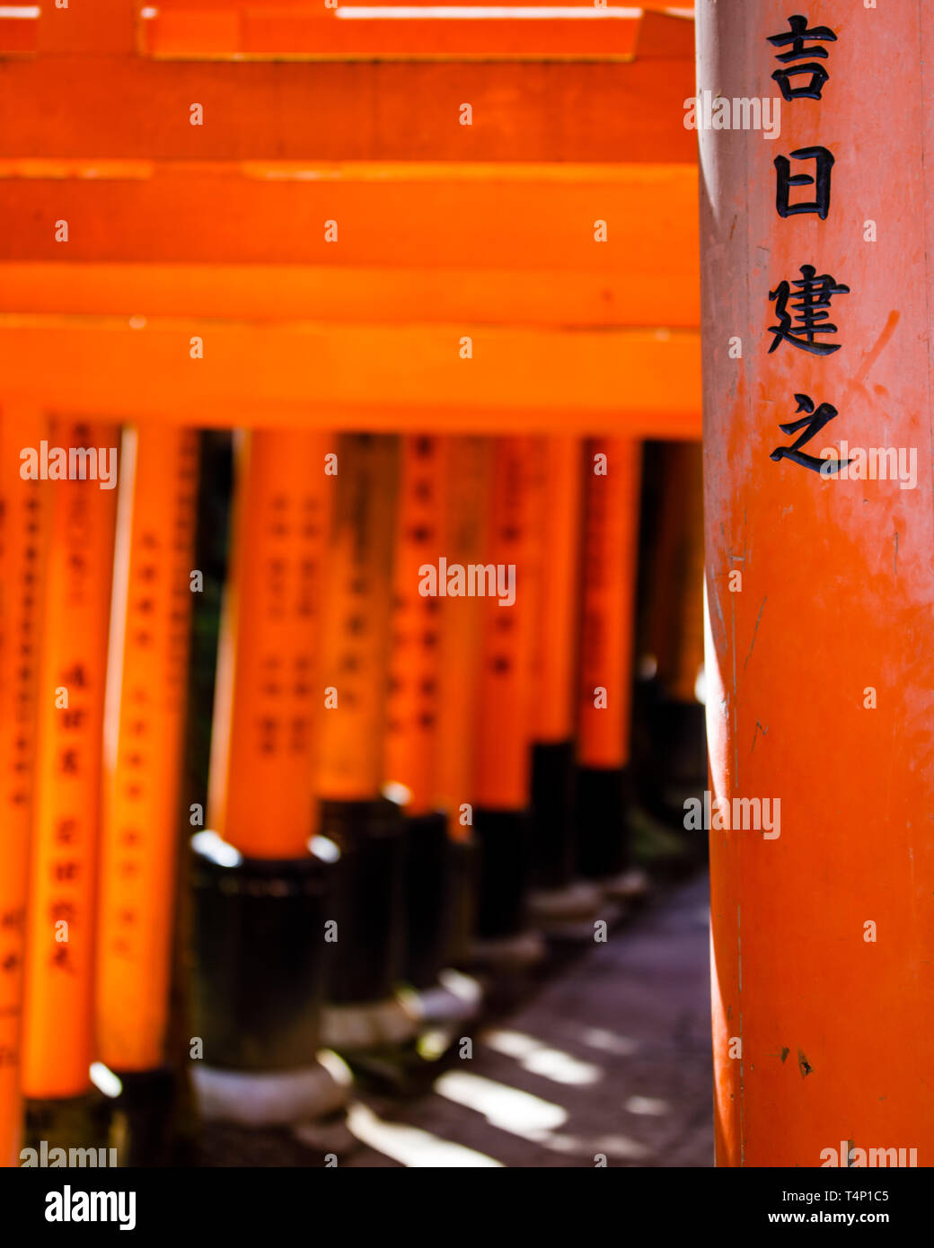 Orange gates and objects at Fushimi Inari-Taisha Shrine in Kyoto, Japan ...