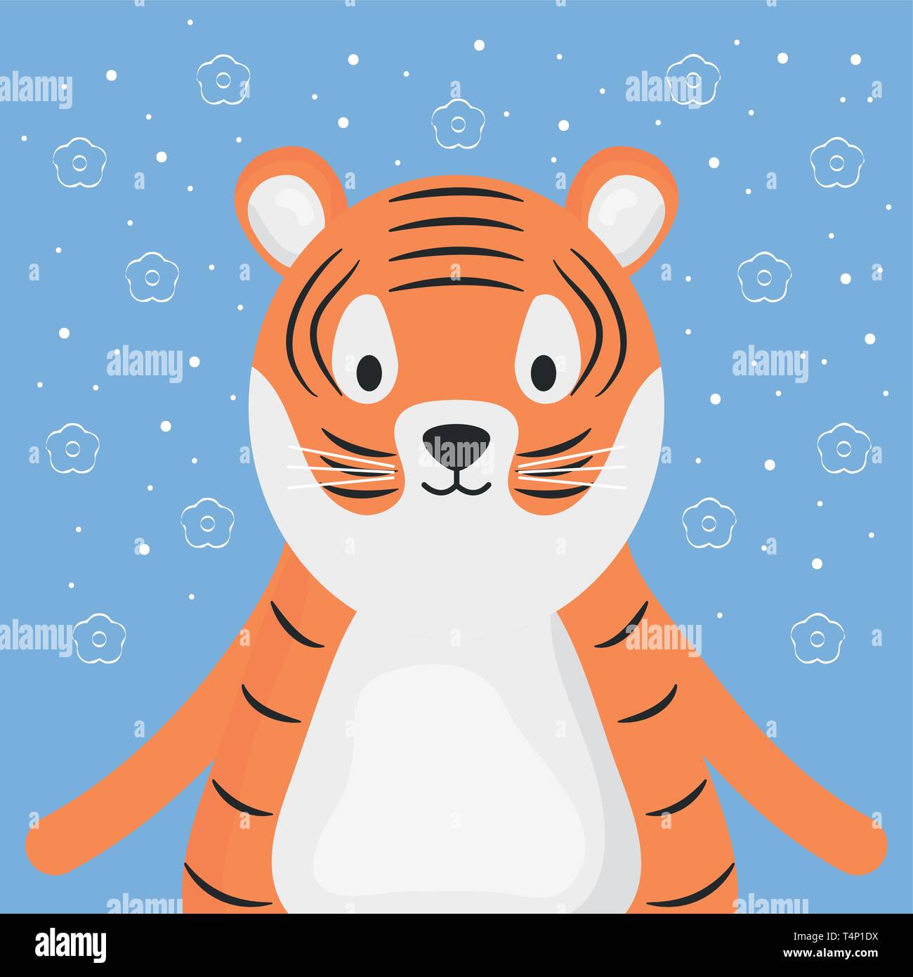 cute tiger adorable character vector illustration design Stock Vector ...