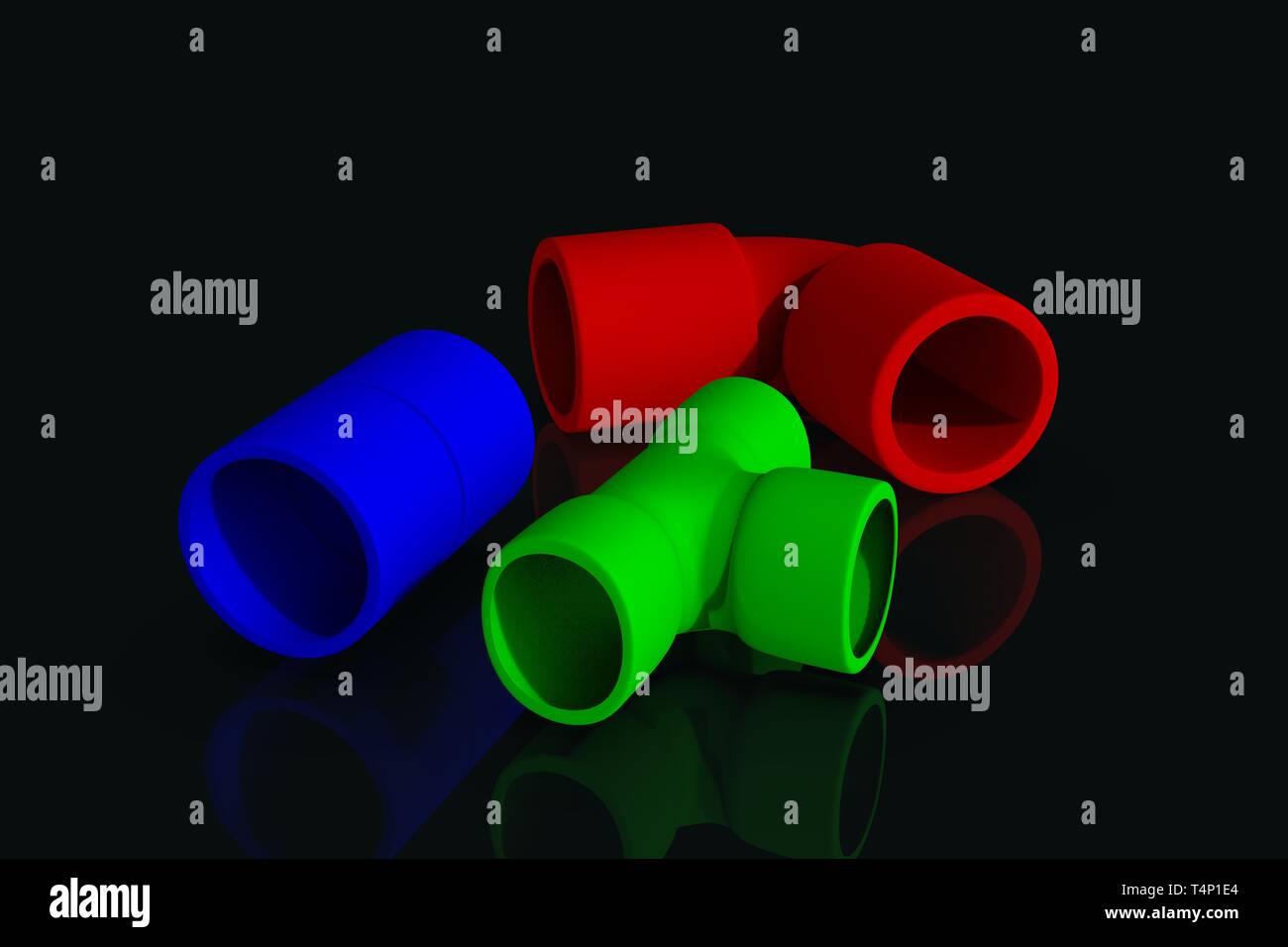 Multicolored fittings 3D illustration Stock Photo - Alamy