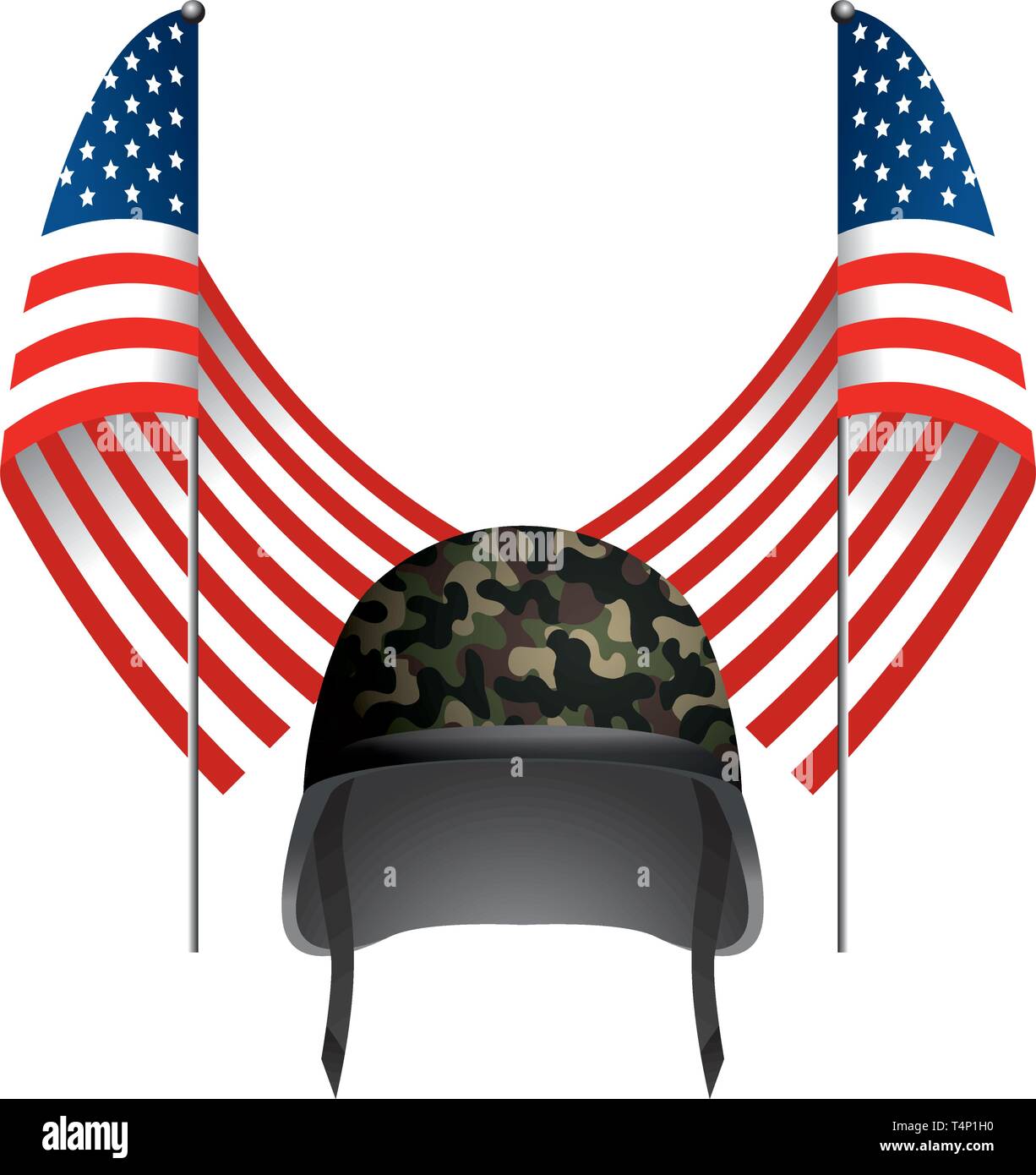 united state flag with military helmet vector illustration graphic ...