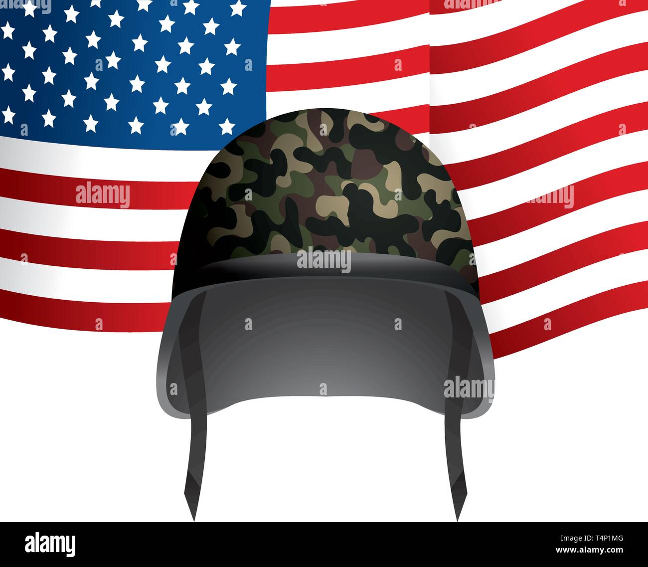 united state flag with military helmet vector illustration graphic ...