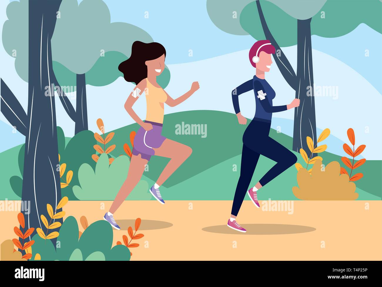 women training running sport activity vector illustration Stock Vector ...