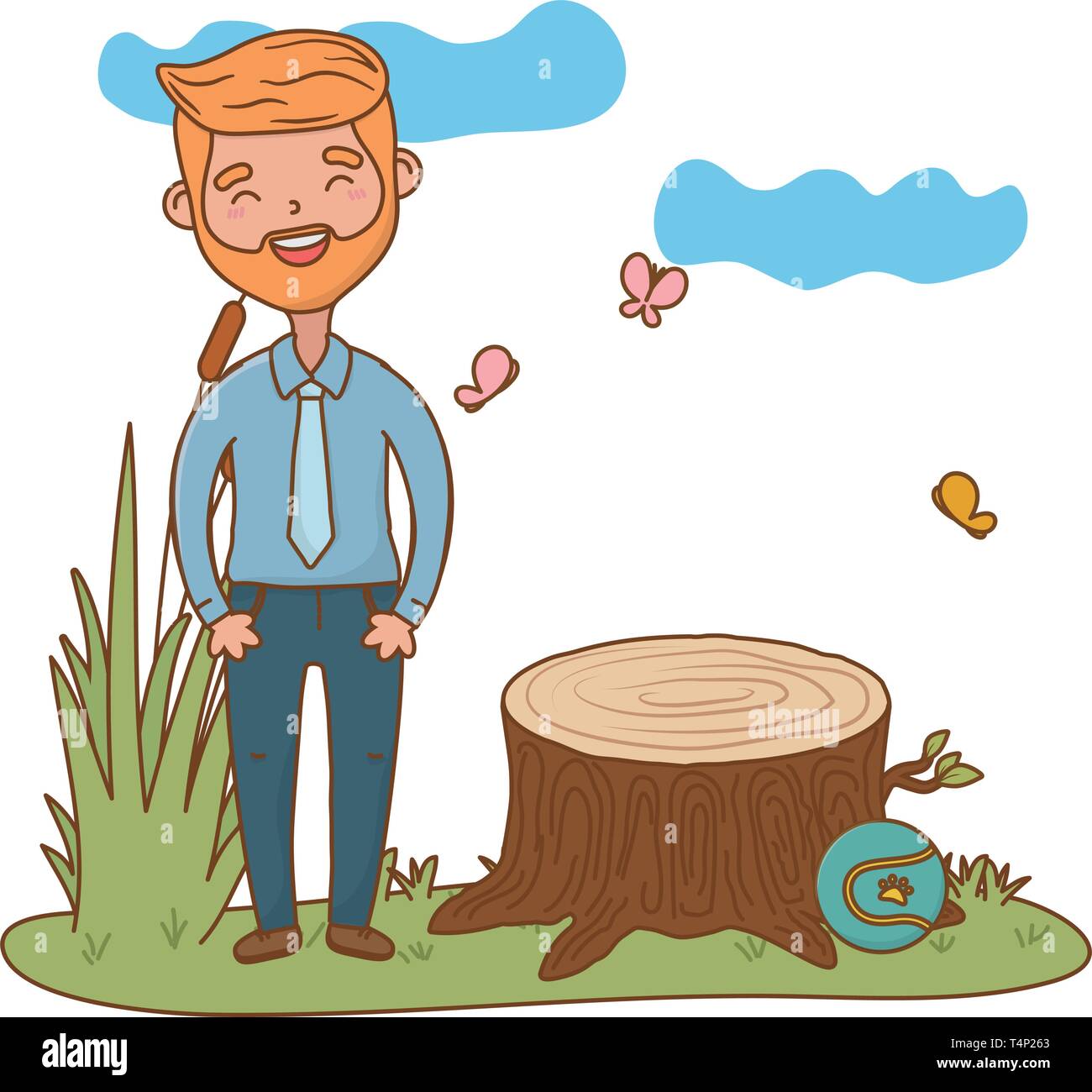 man avatar cartoon character forest landscape vector illustration ...