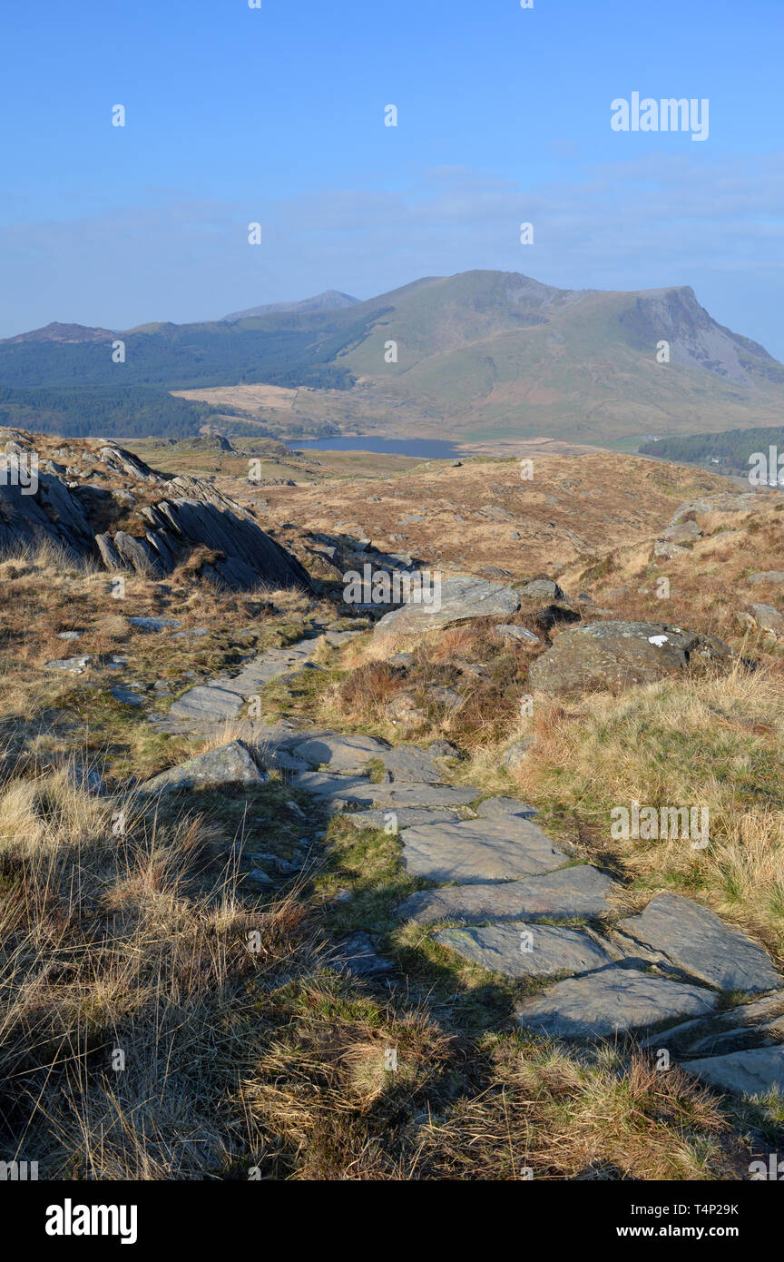 Views of Nantlle Ridge on Rhyd Ddu path to Snowdon summit Stock Photo ...