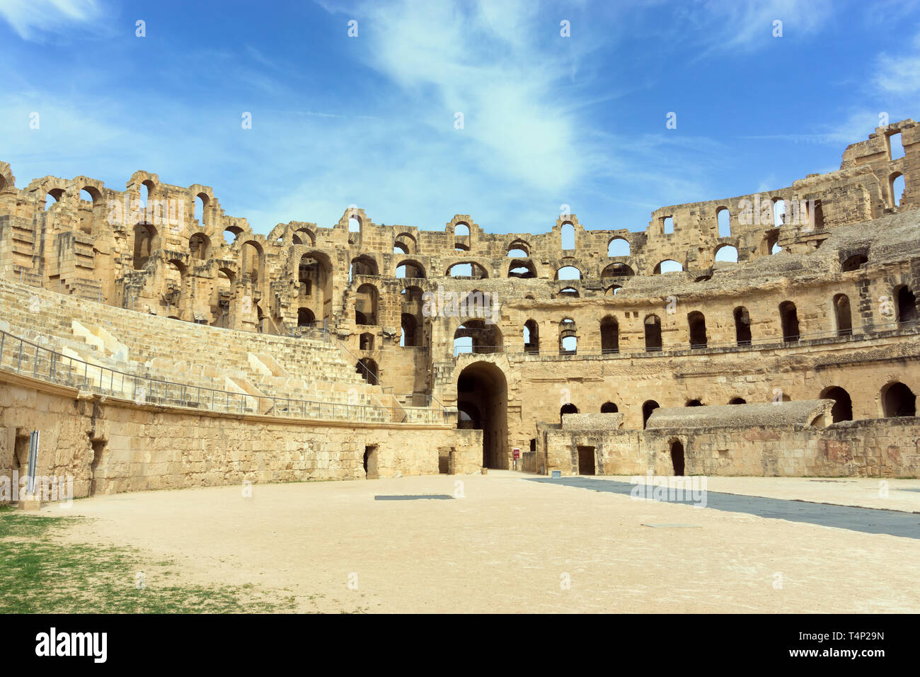 View of the part of the arena and the wall of the Amphitheater in El ...