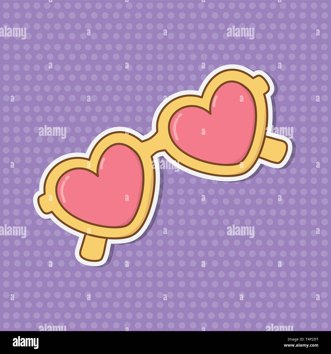 heart shape sunglasses with background icon cartoon vector illustration ...