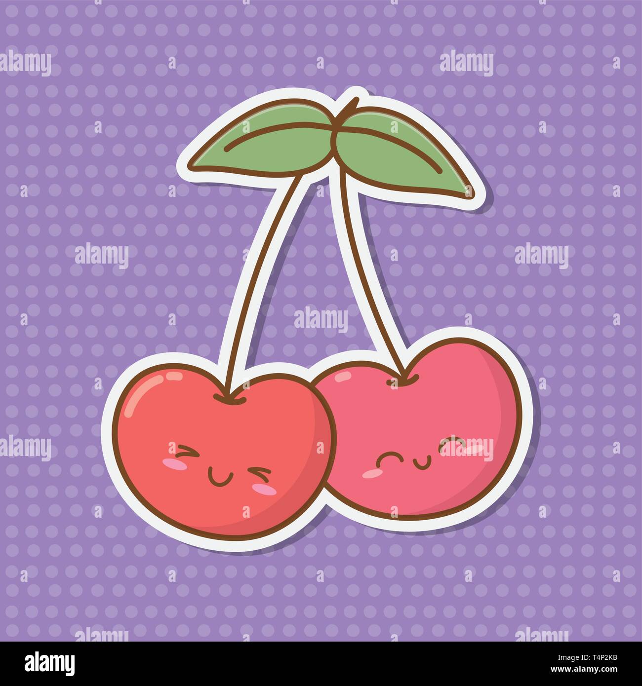 smiling cherries with background icon cartoon vector illustration ...