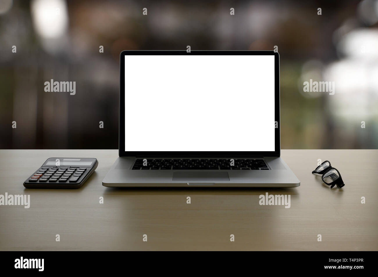 man working on his laptop with blank copy space Laptop with blank ...