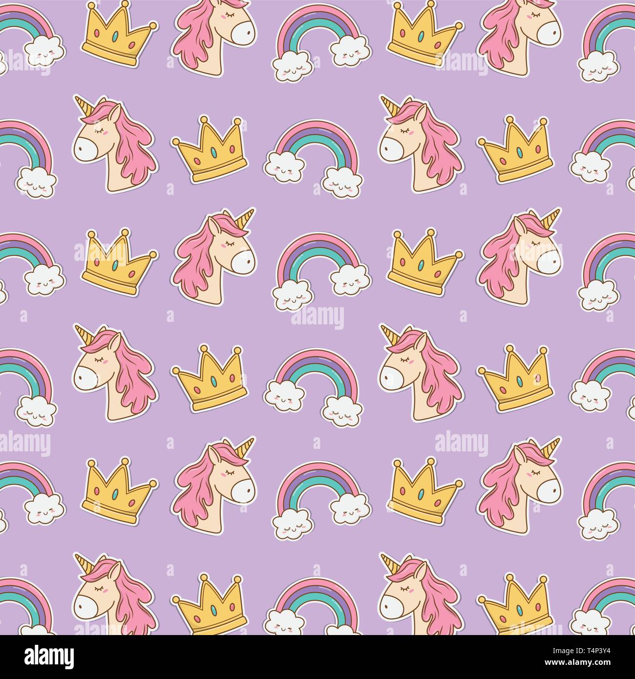 set of stickers kawaii pattern background vector illustration design ...