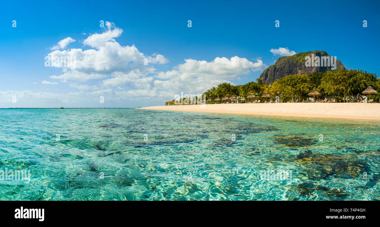 Aerial view of Mauritius island panorama and famous Le Morne Brabant ...
