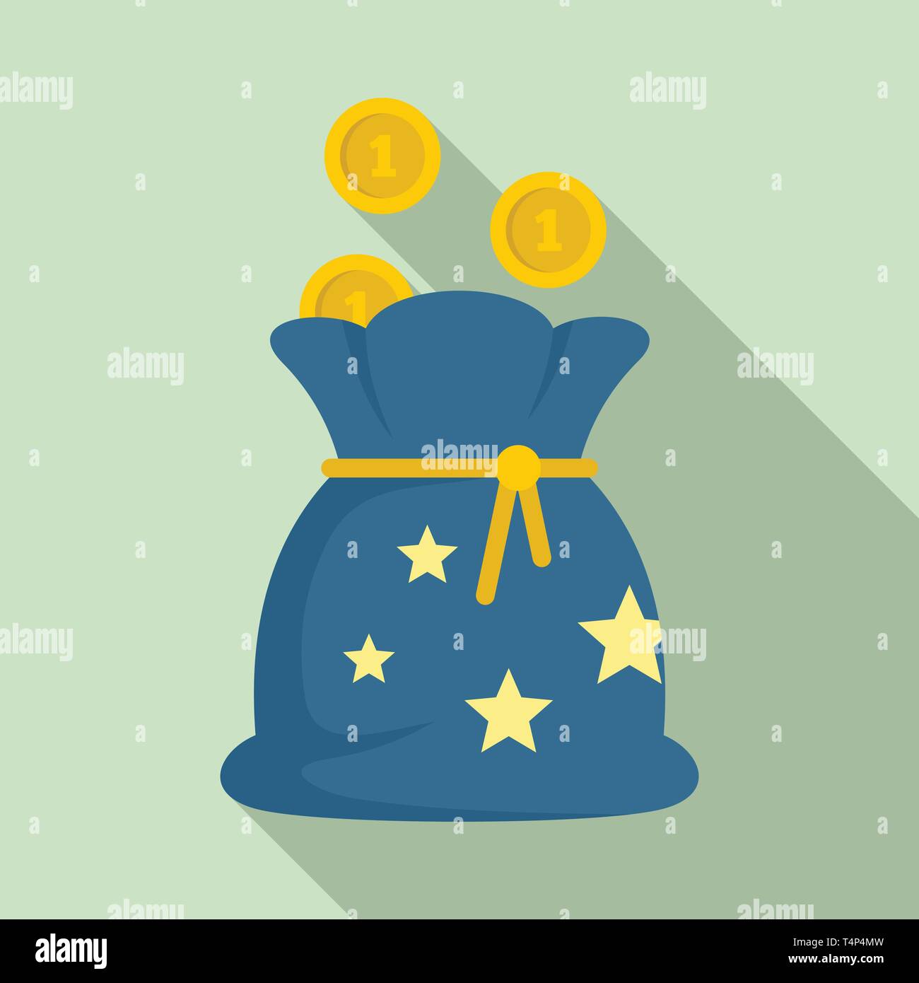 Magic money bag icon. Flat illustration of magic money bag vector icon ...