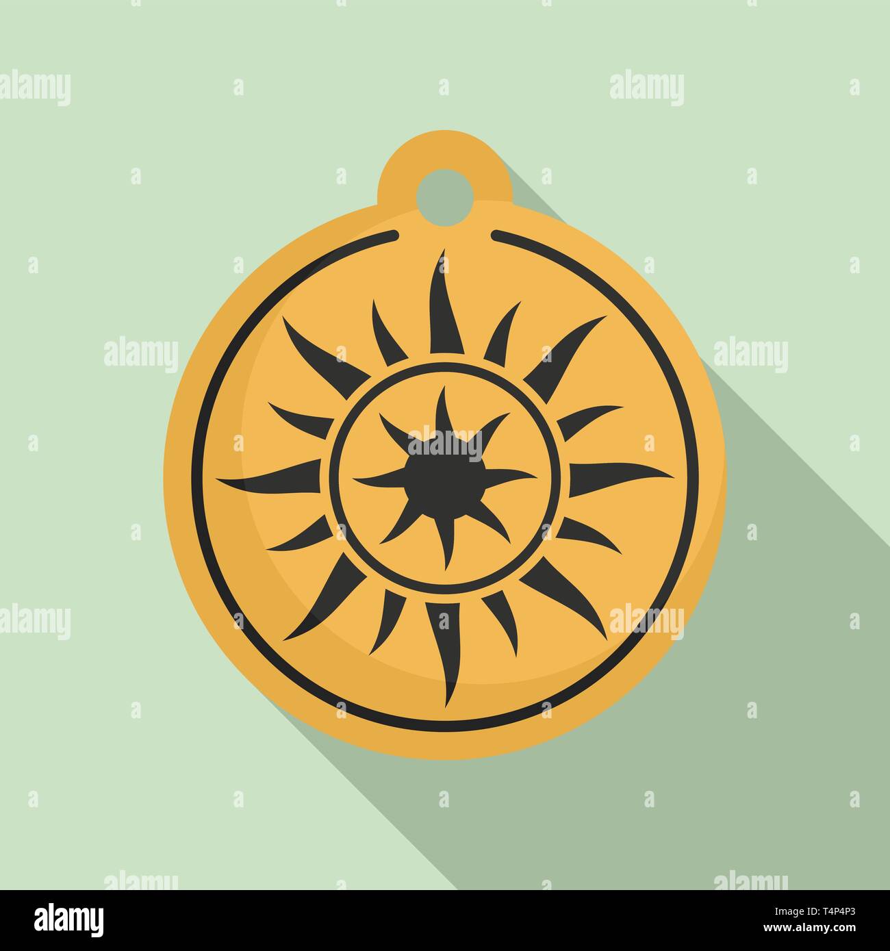 Magic sun medallion icon. Flat illustration of magic sun medallion ...