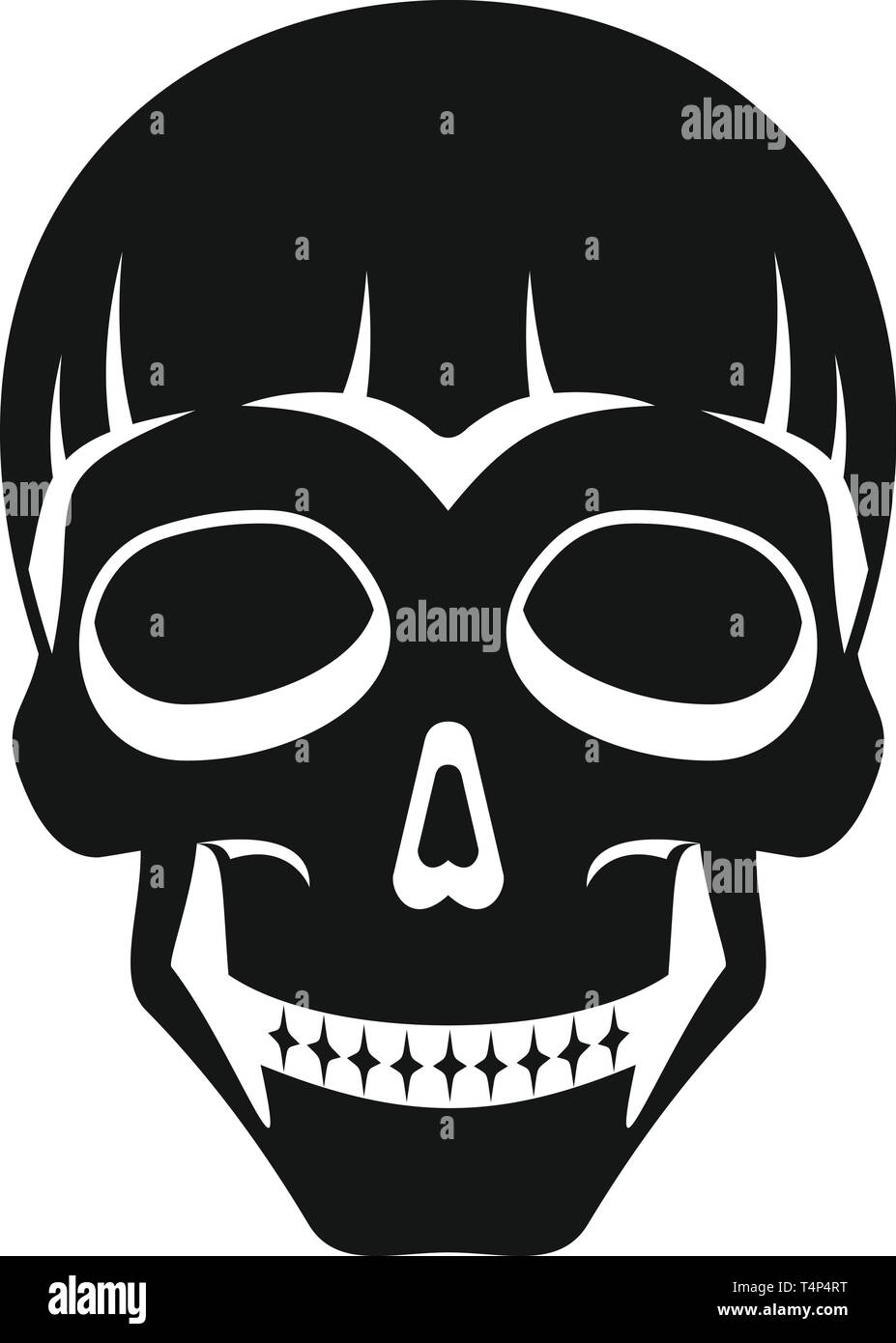 Smiling skull head icon. Simple illustration of smiling skull head ...