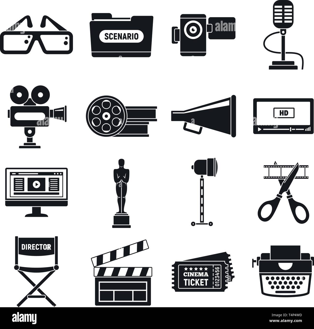 Video film production icons set. Simple set of video film production ...