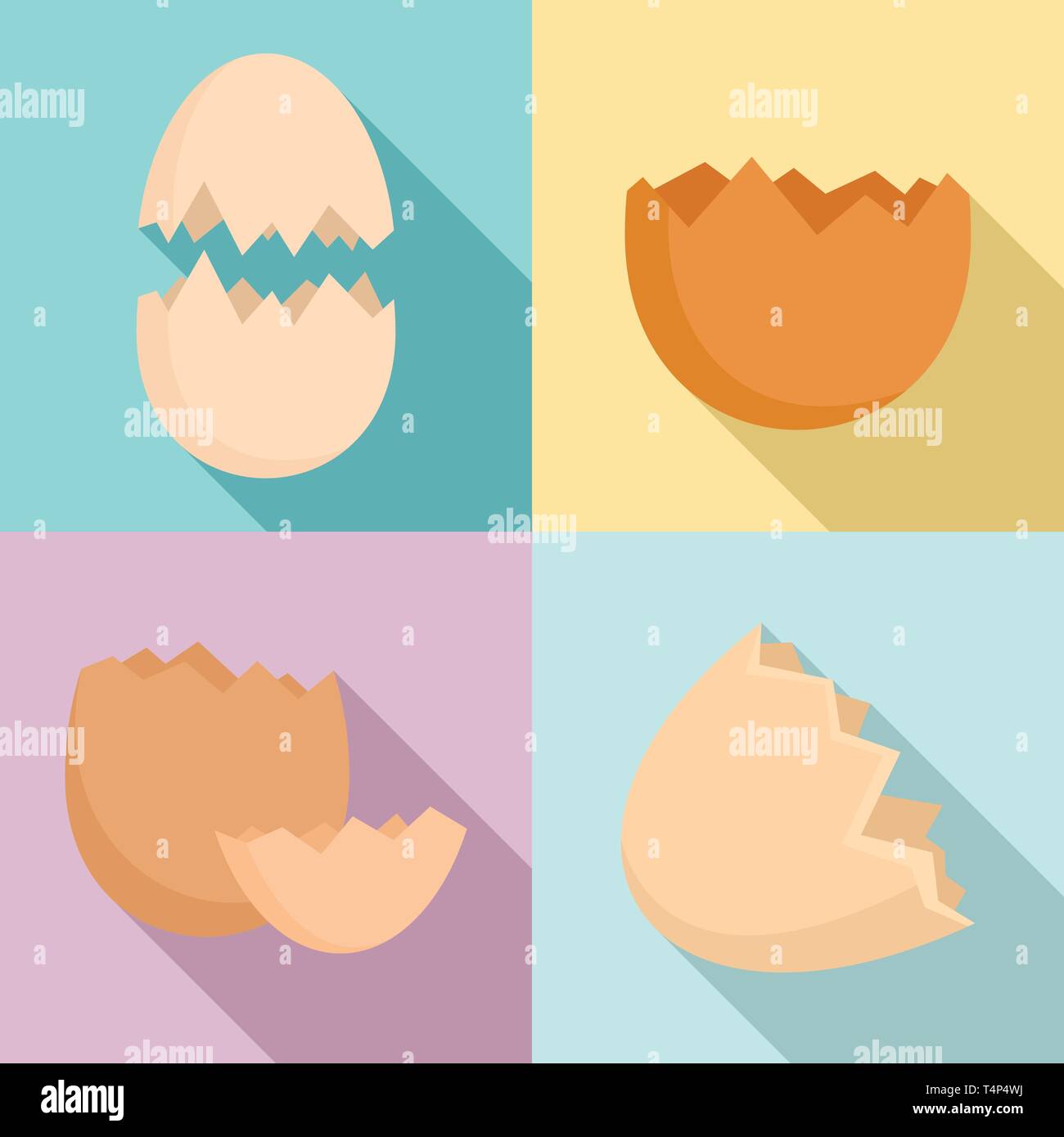 Eggshell icons set. Flat set of eggshell vector icons for web design ...