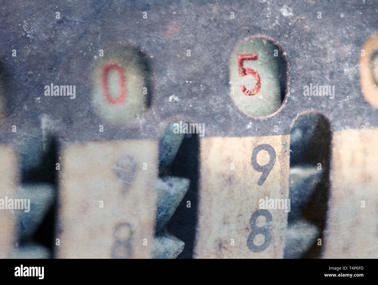 Vintage manual adding machine isolated on white, selective focus - 5 ...