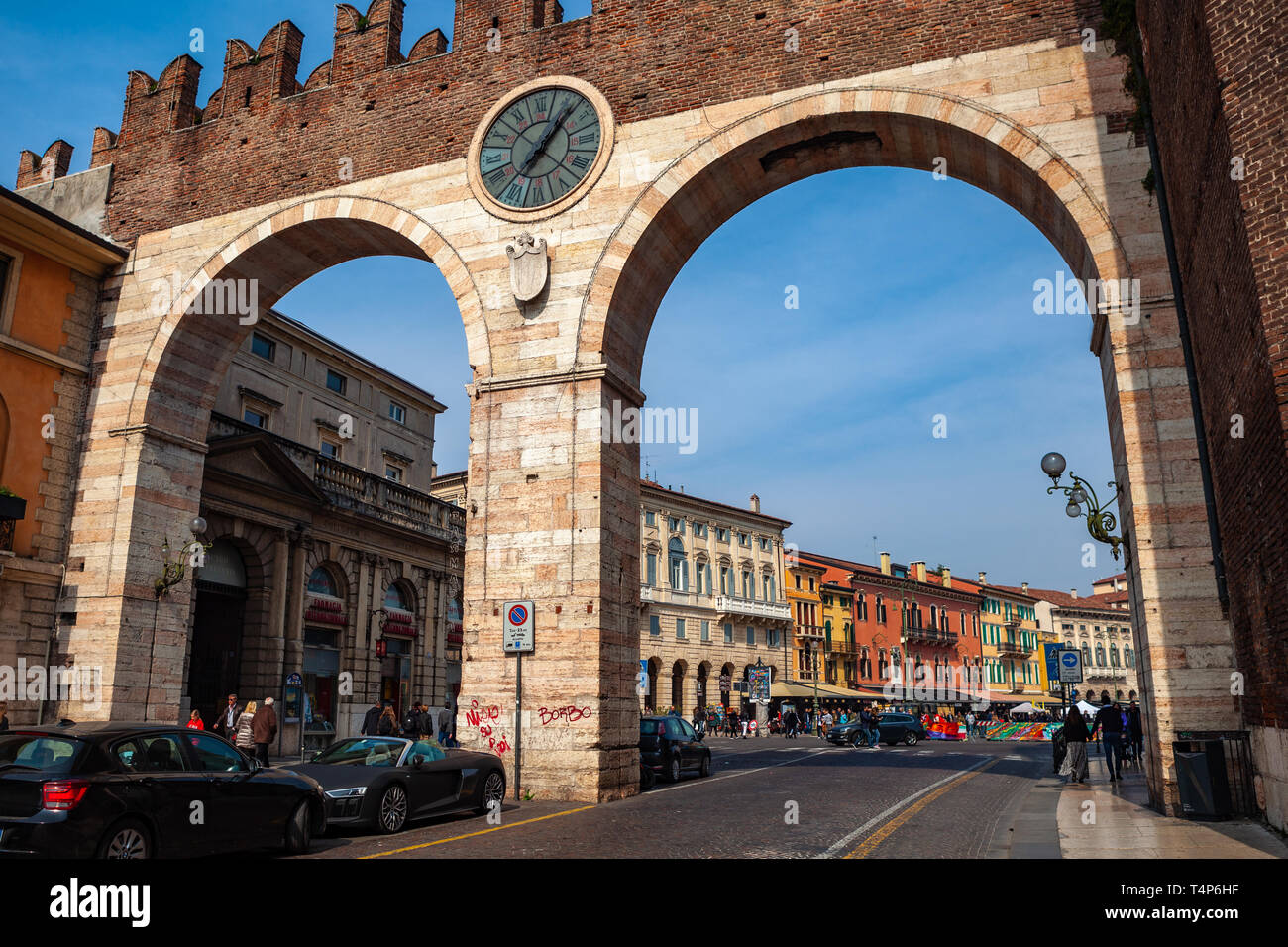 Verona, Italy – March 2019. The Gates of Brà are a gateway to Verona ...