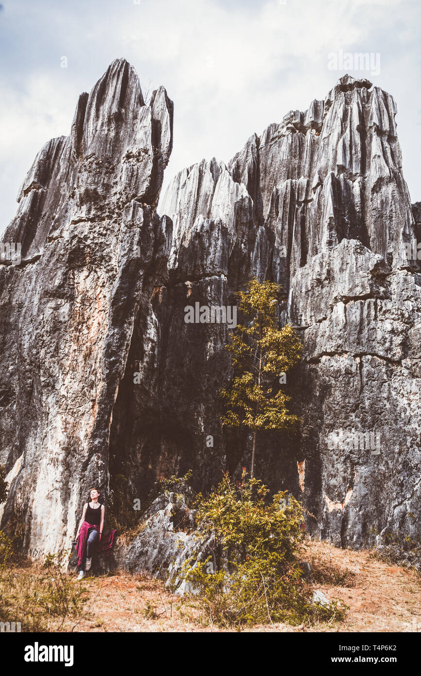 Stone forest formation in Yunnan province, China Stock Photo - Alamy
