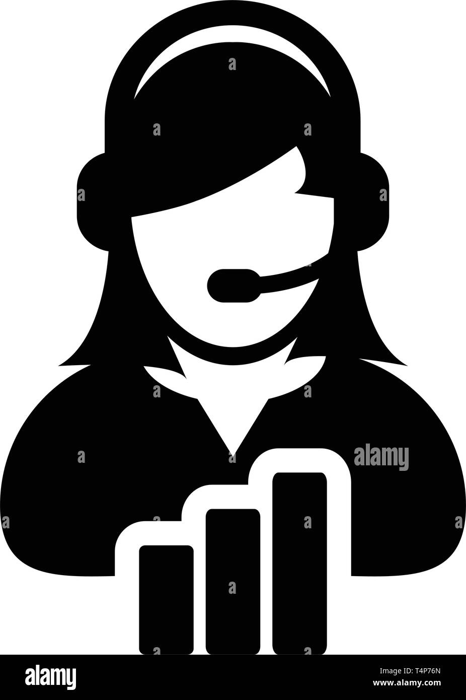 Customer service icon vector female data support person profile avatar ...