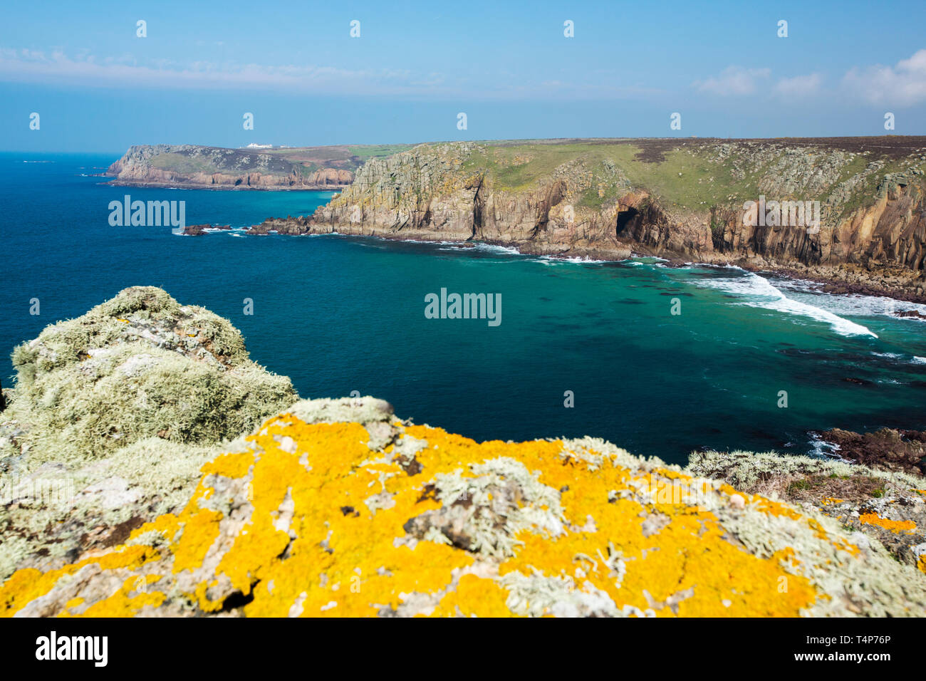 Granite sea cliffs between Gwennap Head and Lands End, Cornwall, UK ...