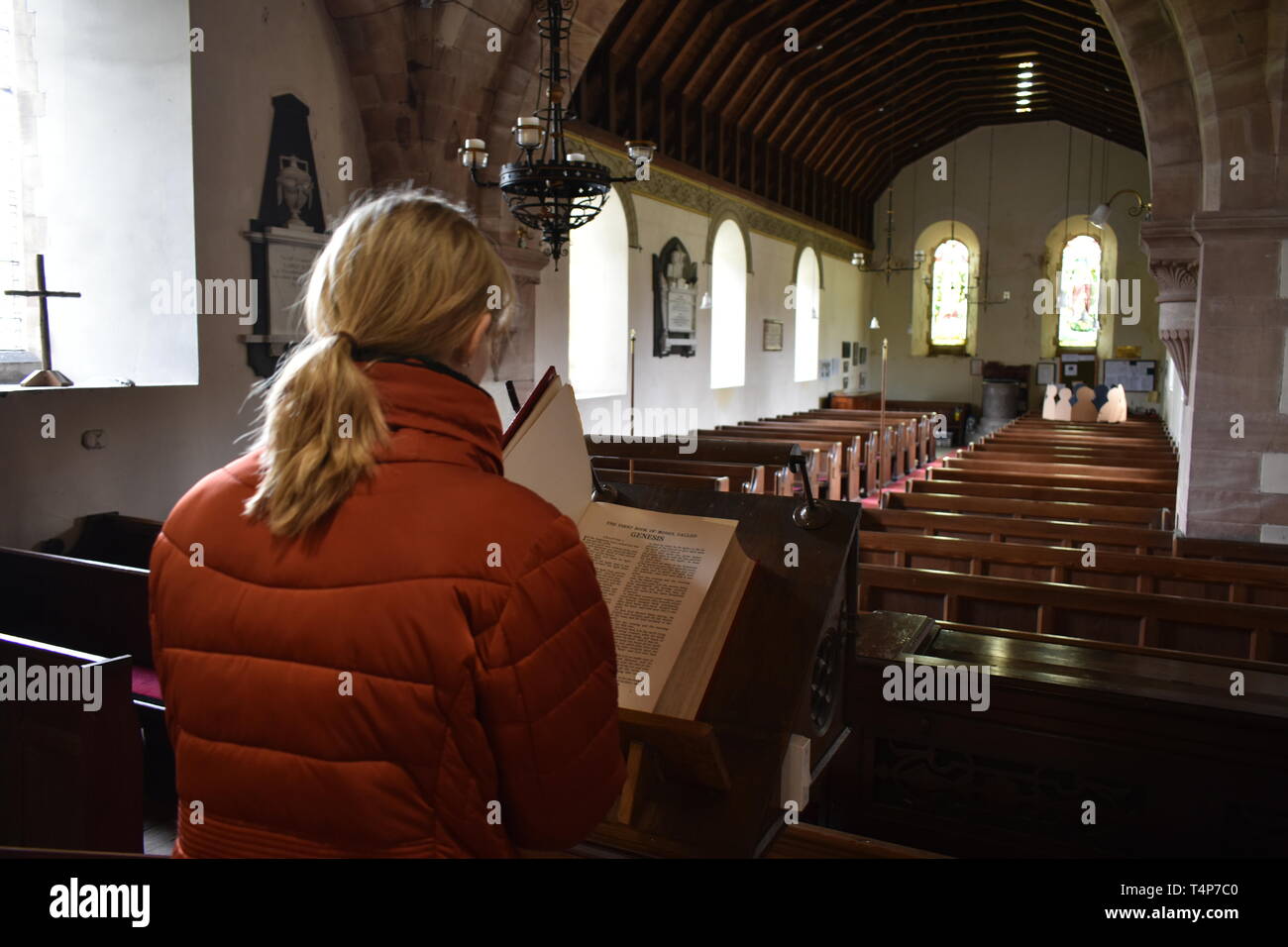 Girl in a church Stock Photo - Alamy