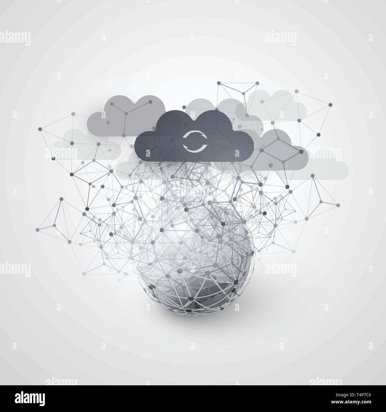 Cloud Computing and Global Networking Design Concept with Earth Globe and Geometric Mesh ...