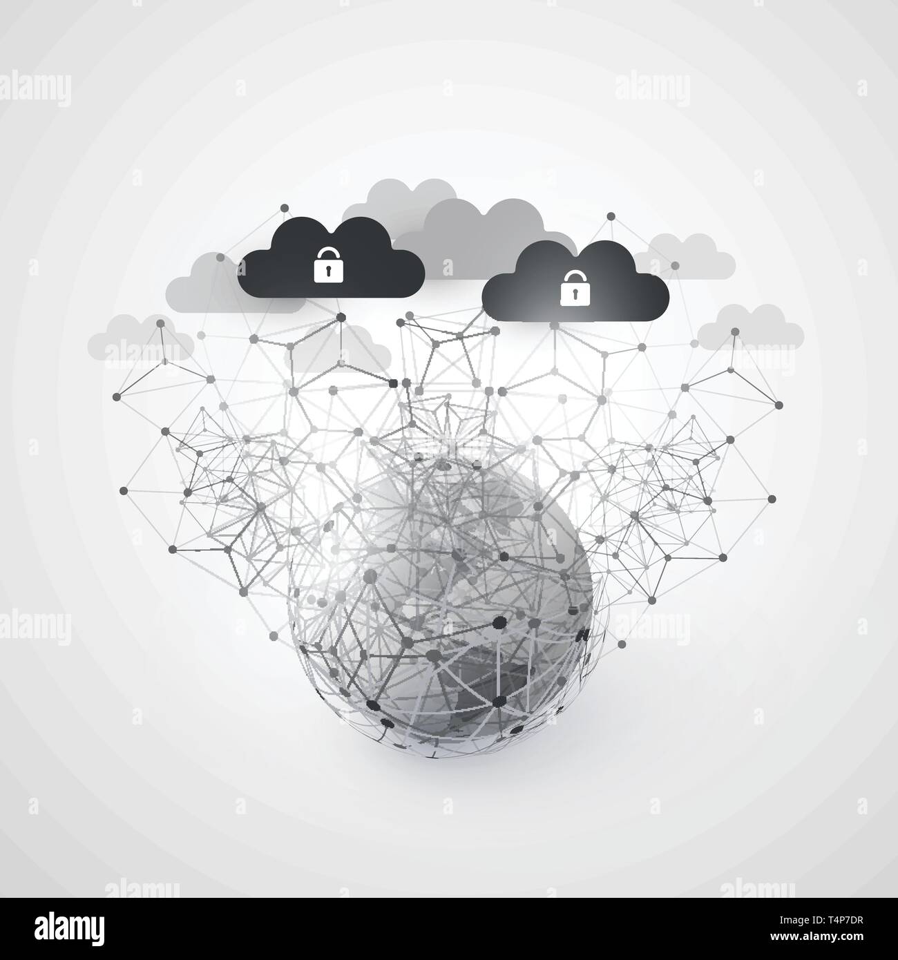 Cloud Computing and Global Networking Design Concept with Earth Globe and Geometric Mesh ...