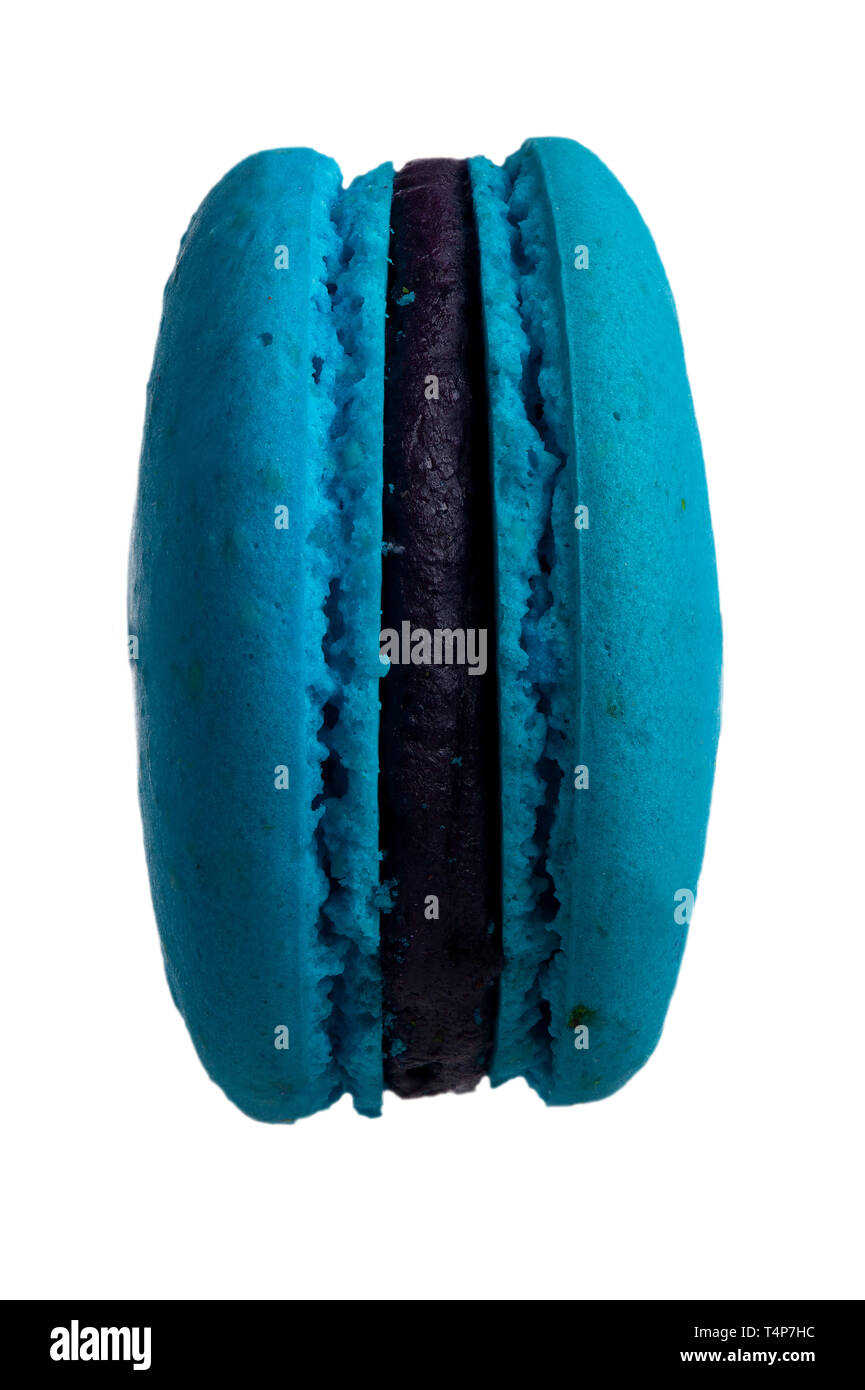 Blue macaroon on white background Stock Photo - Alamy