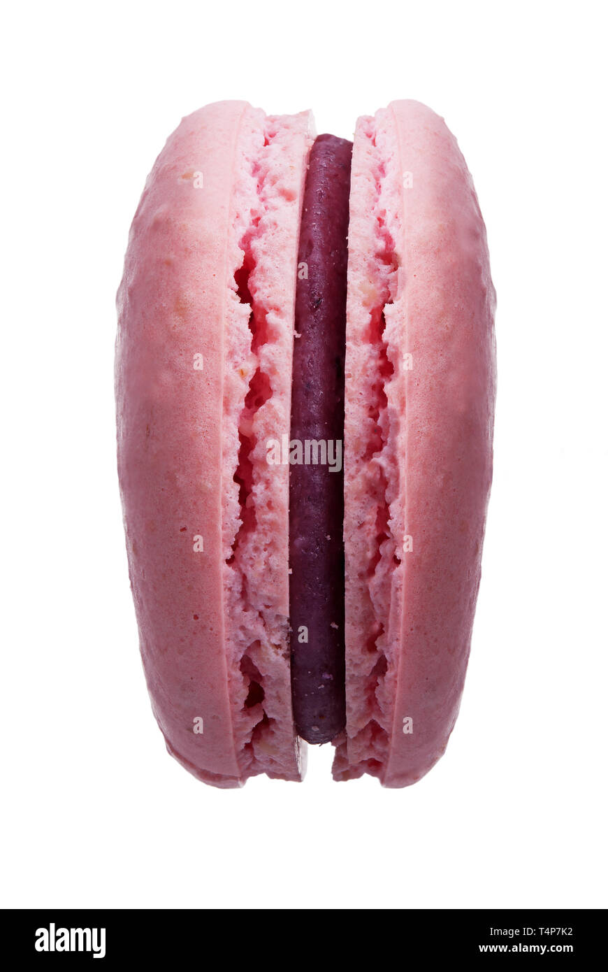 Pink macaroon on white background Stock Photo - Alamy