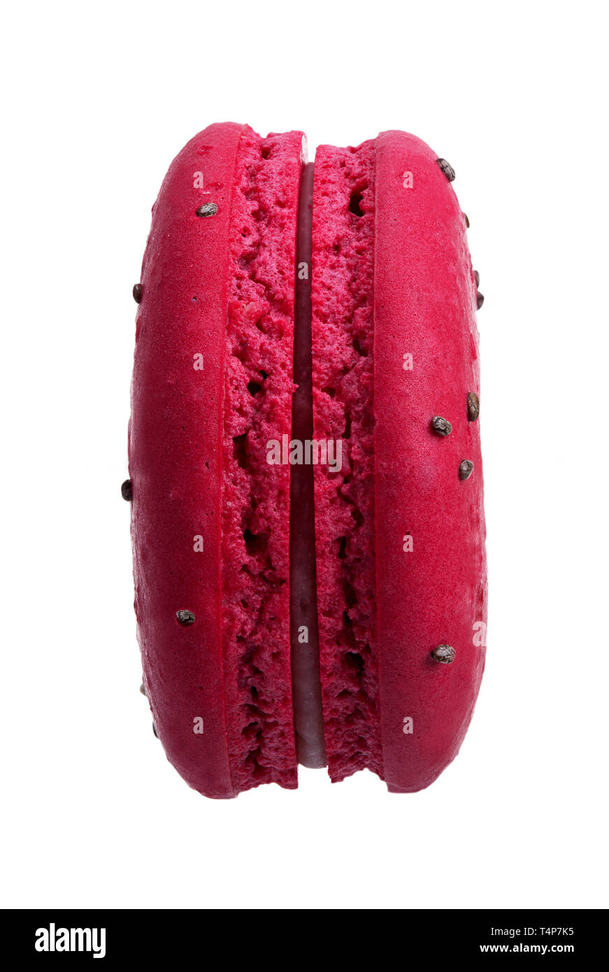Red macaroon on white background Stock Photo - Alamy