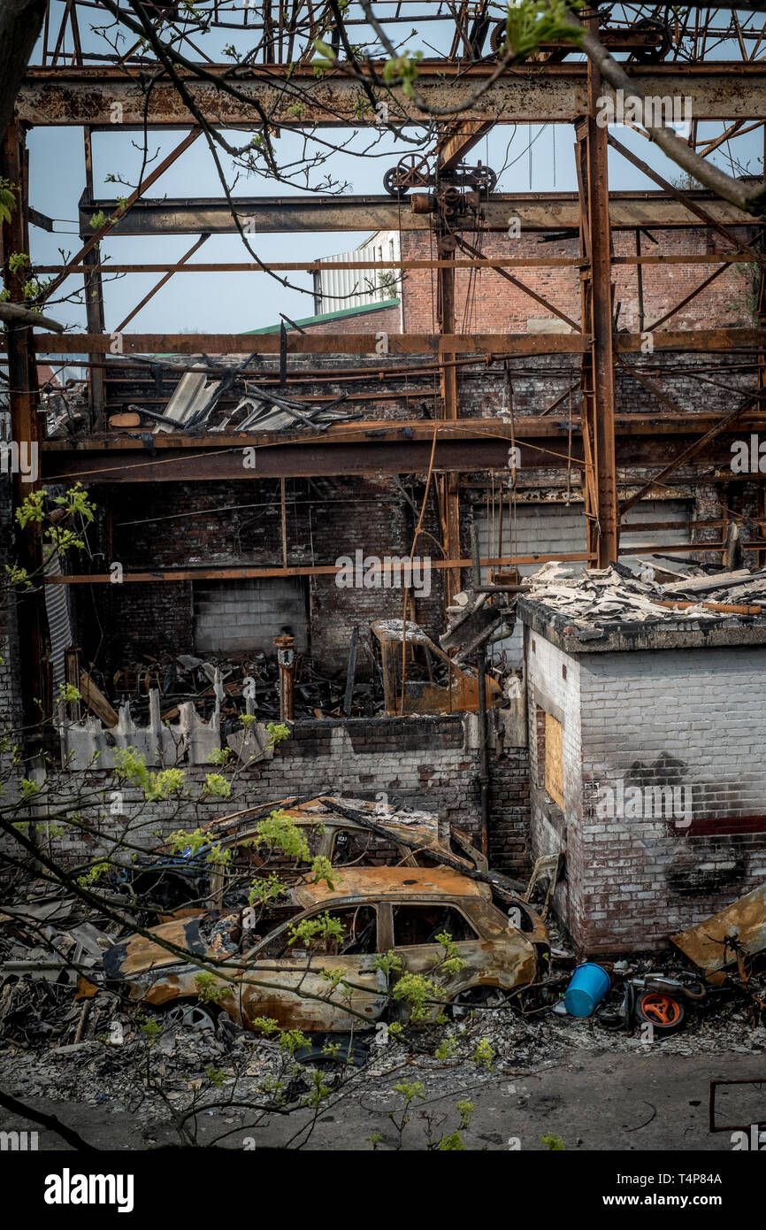 Fire burnt out factory hi-res stock photography and images - Alamy
