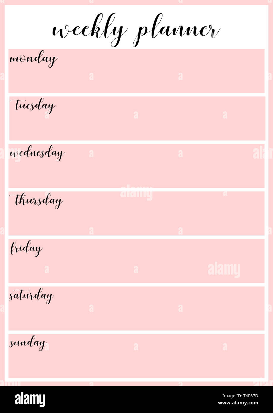 Weekly Planner Template Organising planning Schedule Planner Pink